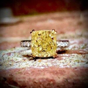5 Carat Natural Fancy Yellow Diamond Ring KK Diamonds LLC